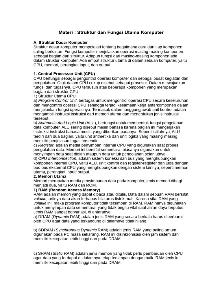 Modul Struktur Dan Fungsi Utama Komputer | PDF