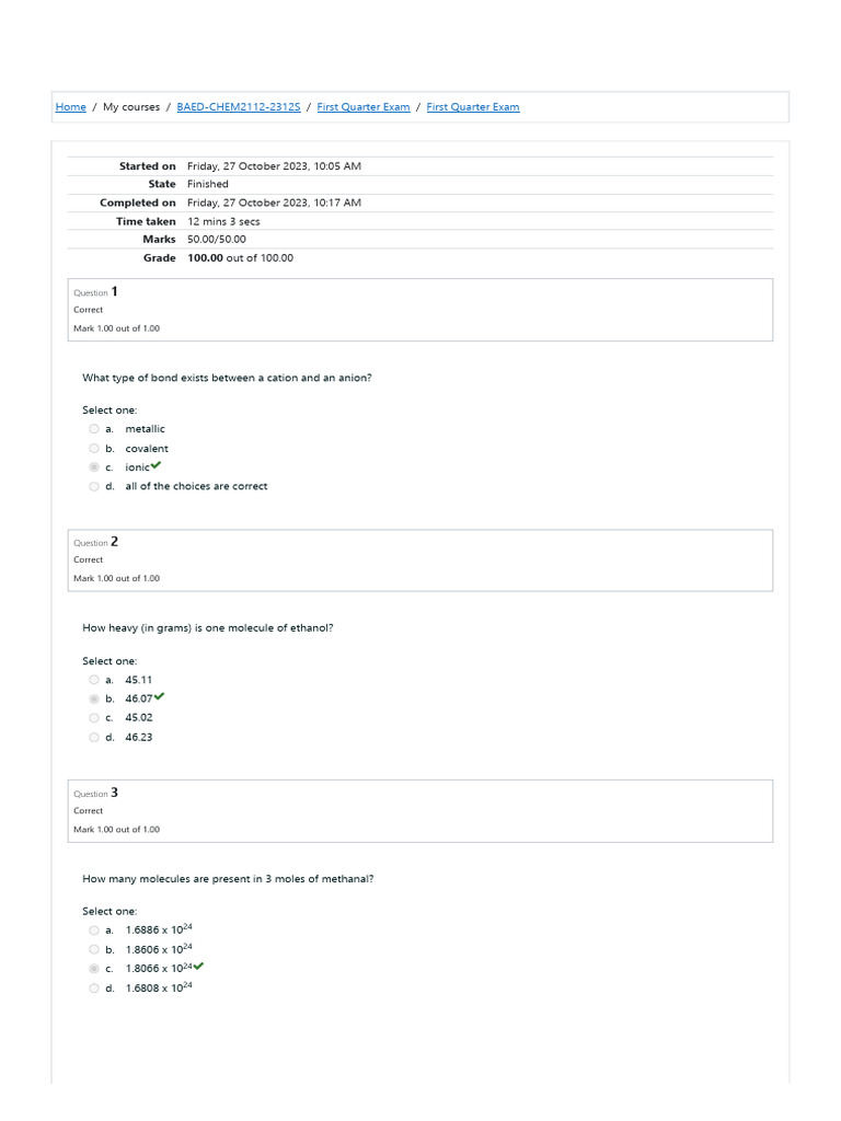 CHEM2112 General Chemistry 1 Week10 | PDF | Chemical Reactions | Ion