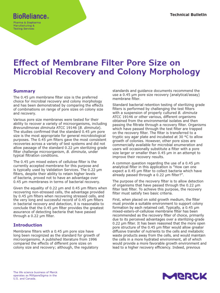 Membrane Filter Pore Size Tn6309en MK | Download Free PDF | Membrane ...