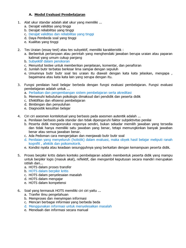 Kumpulan Soal Tes Akhir Modul 1 - 10 | PDF