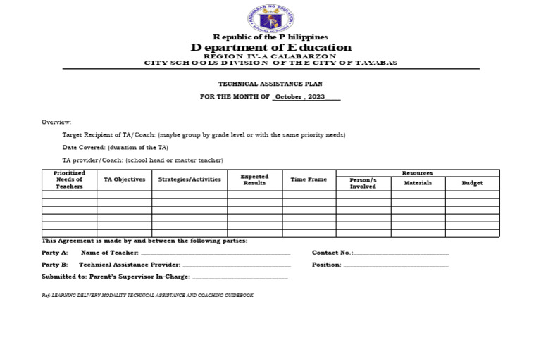 Technical Assistance Plan | PDF
