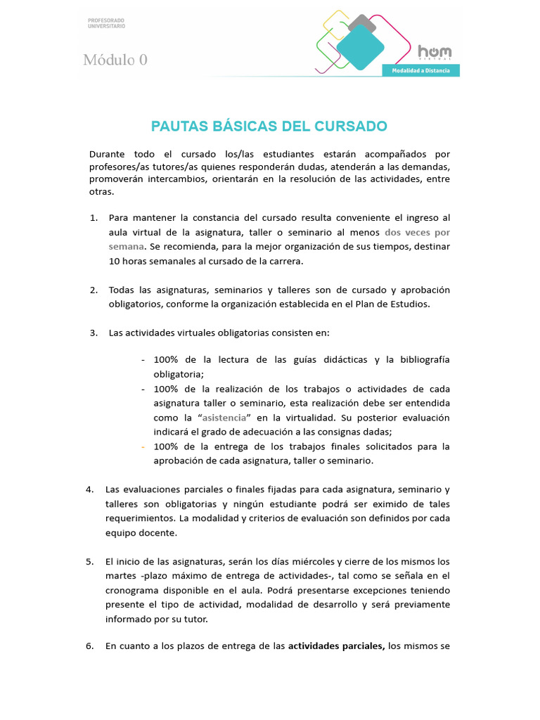 4ta PU-Pautas de Cursado | PDF 4ta PU-Pautas de Cursado | PDF