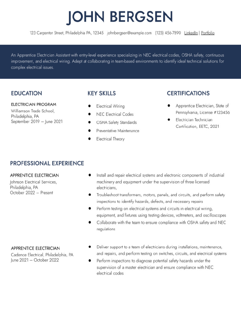 Electrician Entry Level 1 | PDF