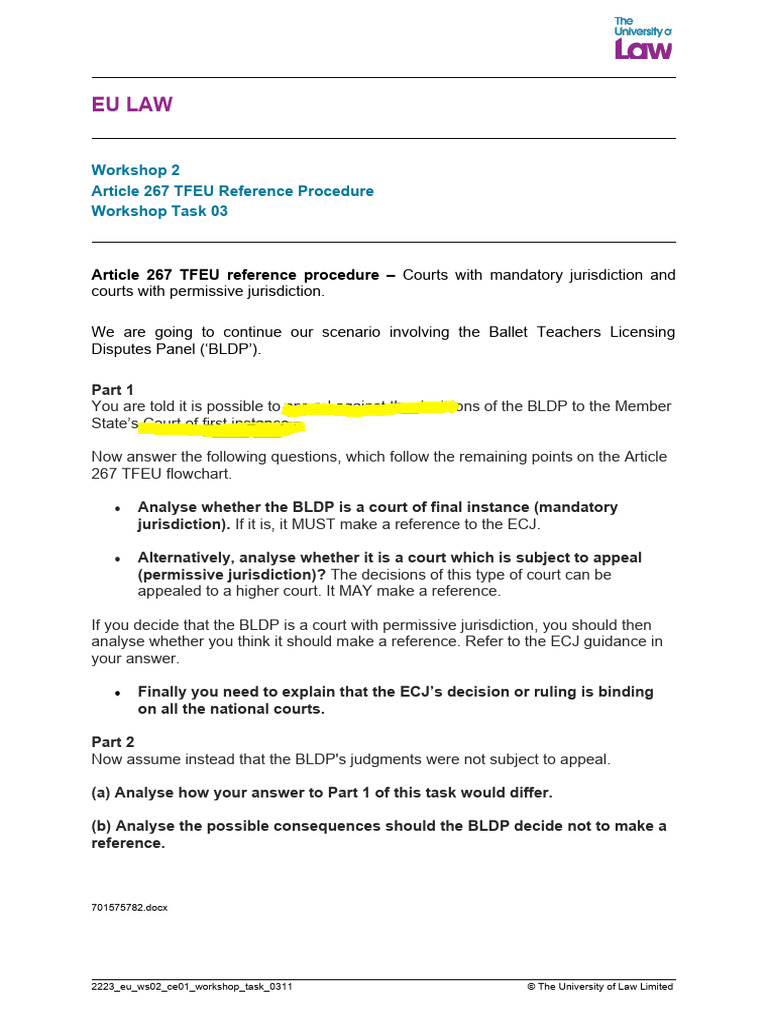 Article 267 TFEU Reference Guide | PDF
