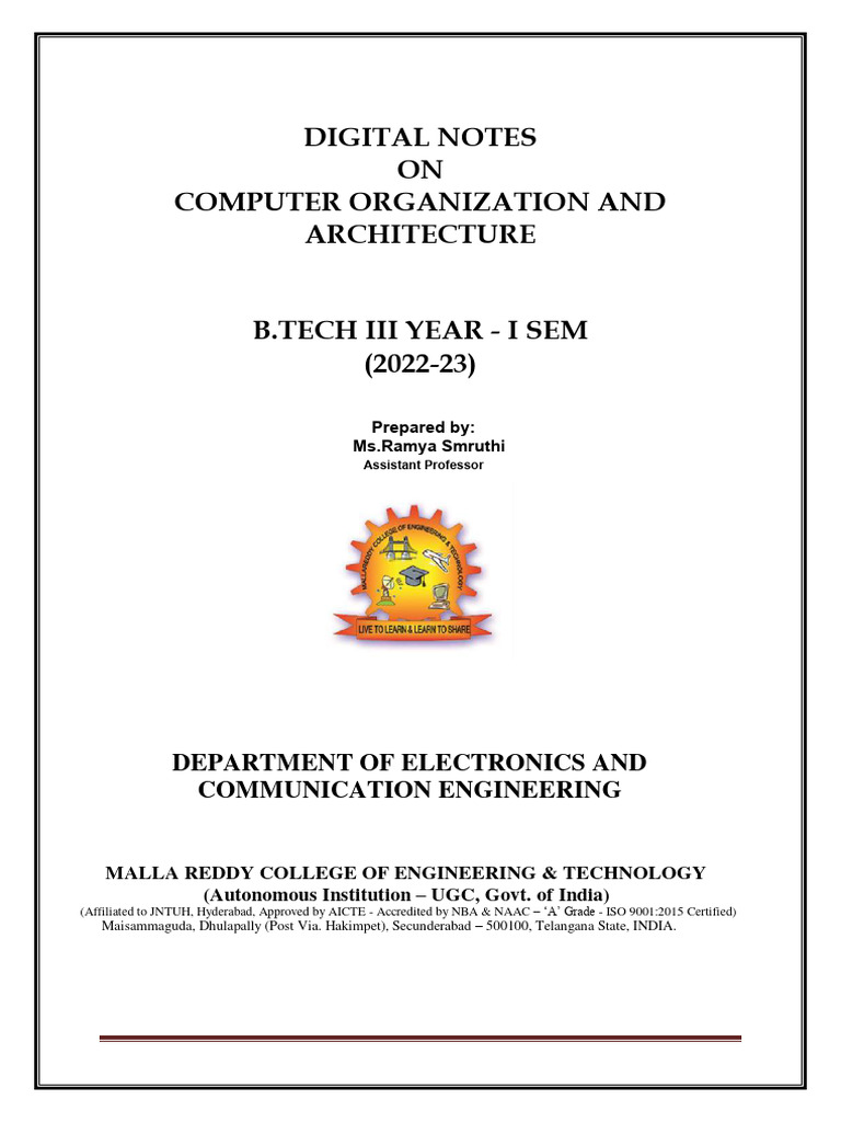 Computer Organization Notes | PDF | Computer Data Storage | Central ...
