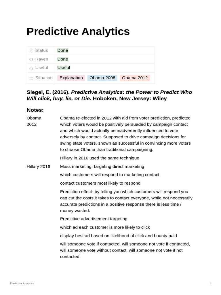 Predictive Analytics | PDF | Swing State | Political Campaigns