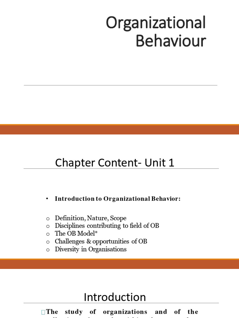 Organizational Behaviour Unit-1 | PDF | Organizational Behavior | Behavior