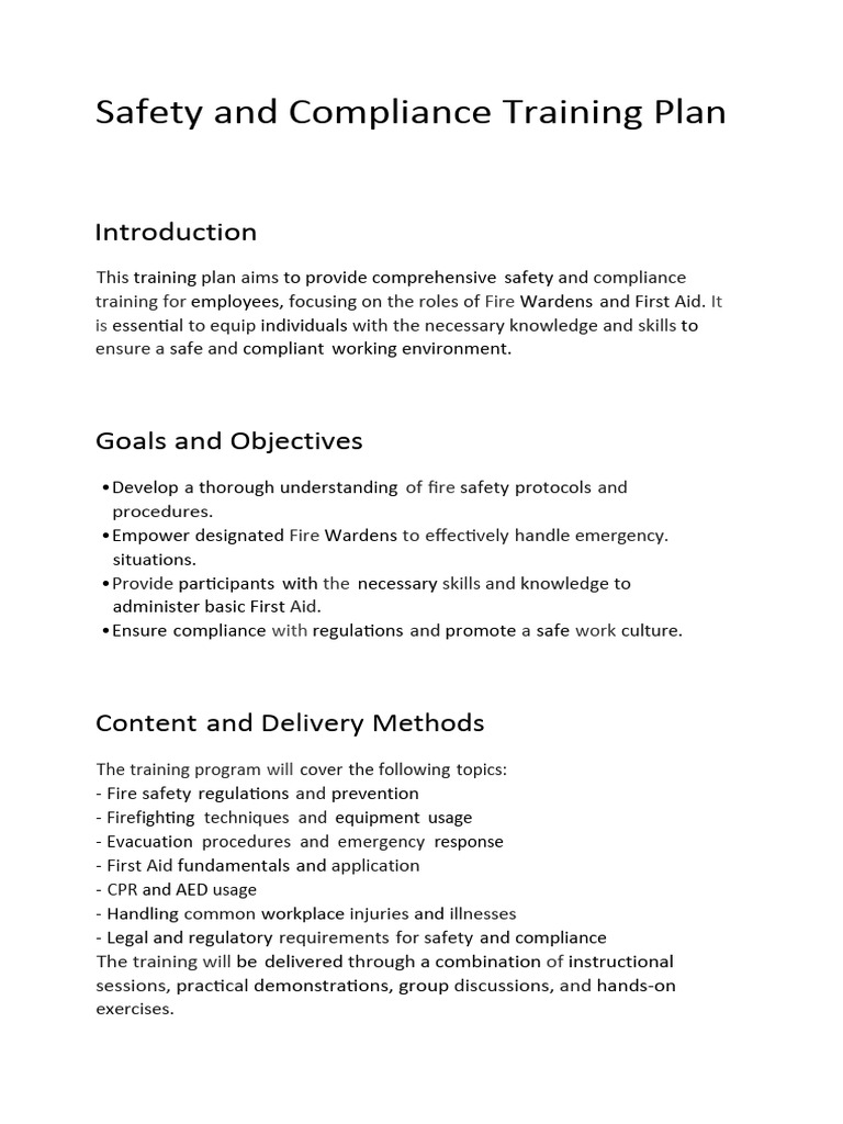 Our Safety Training Plan | PDF | First Aid | Fire Safety
