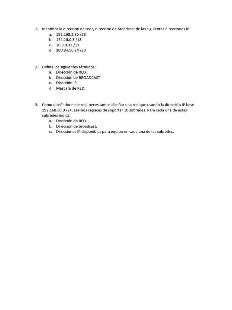 Prueba Practica Redes IP | PDF