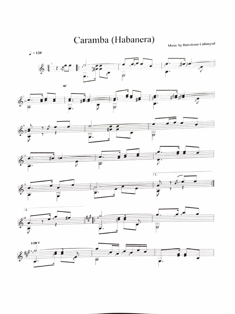 Caramba (habanera) - Bartolomé Calatayud | PDF