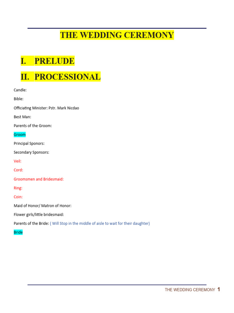 Wedding Ceremony Flow MANUAL AUG2623 | PDF