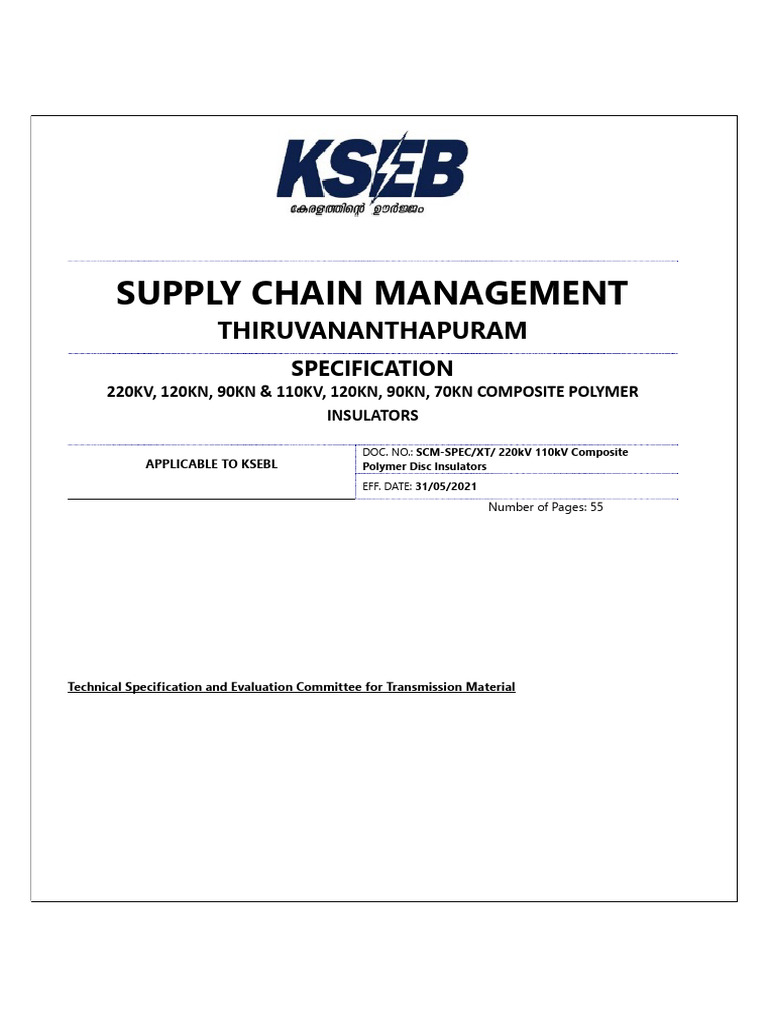 220kv 120kn 90kn and 110kv 120kn 90kn 70kn Composite Polymer Insulators - Rev 0 | PDF