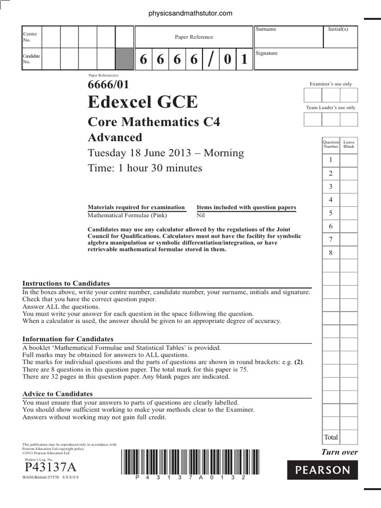 June 2013 QP | PDF | Mathematics | Equations