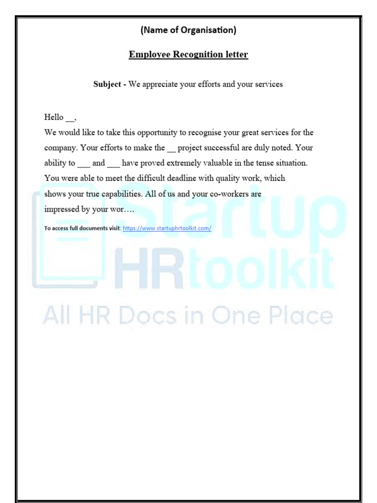Employee Recognition Letter | PDF