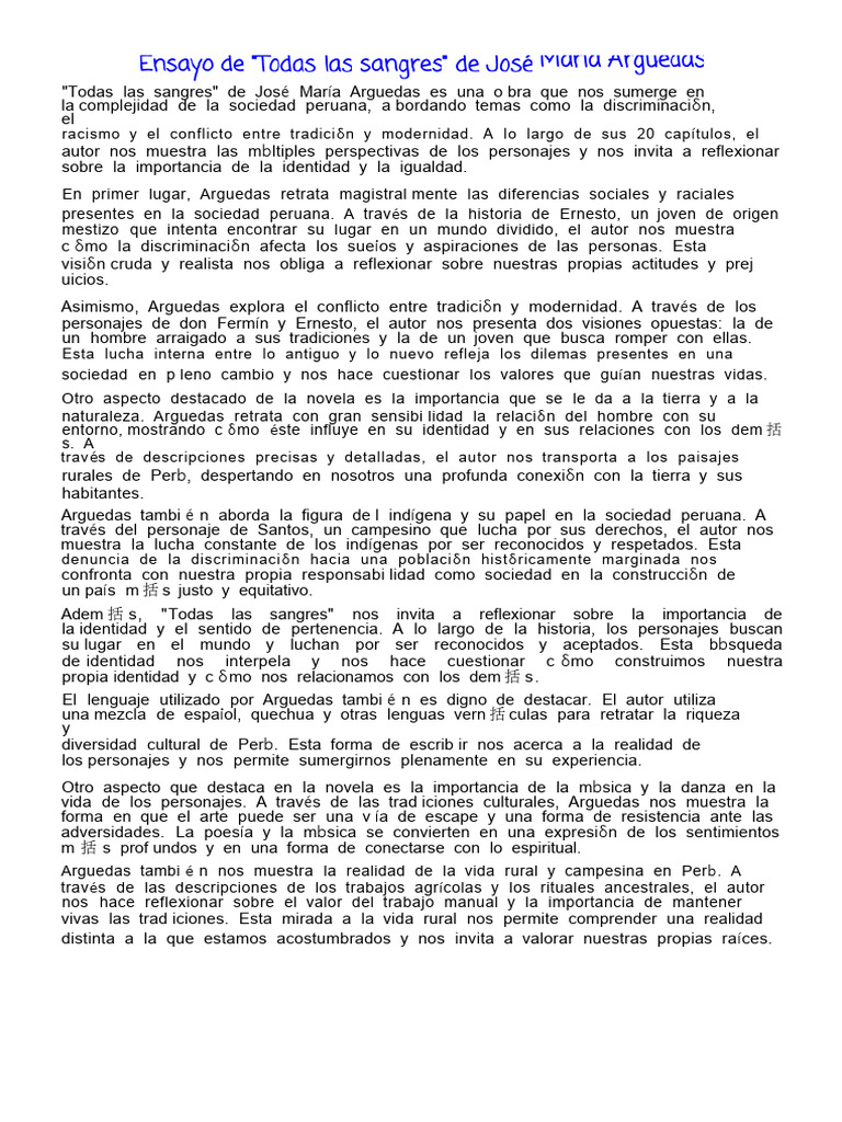 Ensayo de Todas Las Sangres | PDF Ensayo de Todas Las Sangres | PDF