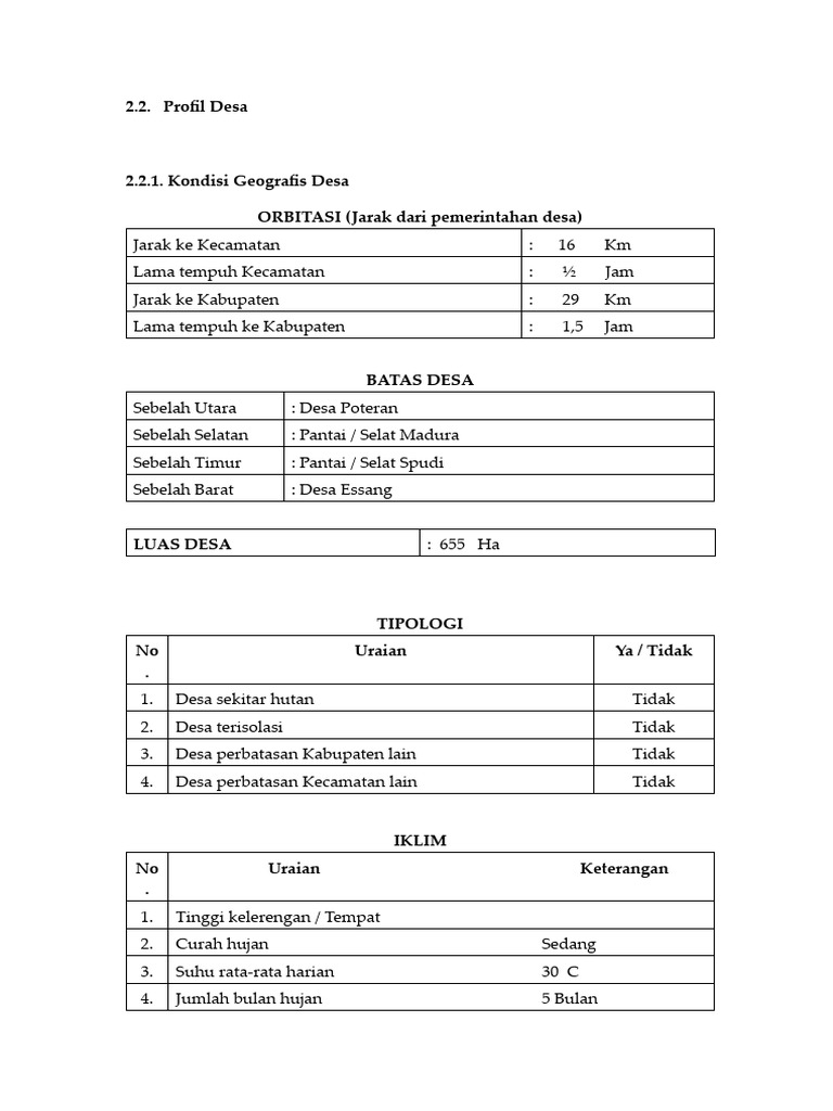 Profil Desa Kombang dan Potensinya | PDF