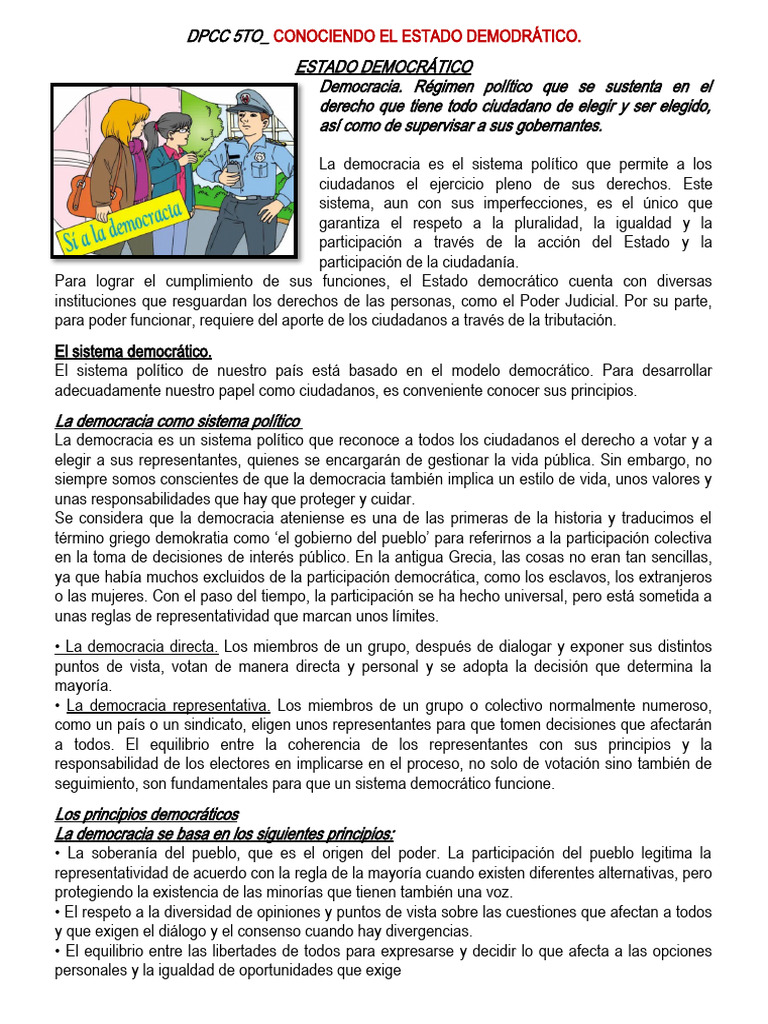 Ficha Estado Democratico | PDF | Democracia | Ideologías políticas