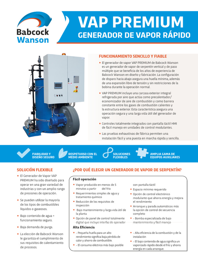 Catálogo calderas serpentín vapor BABCOCK WANSON serie VAP | PDF | Agua ...