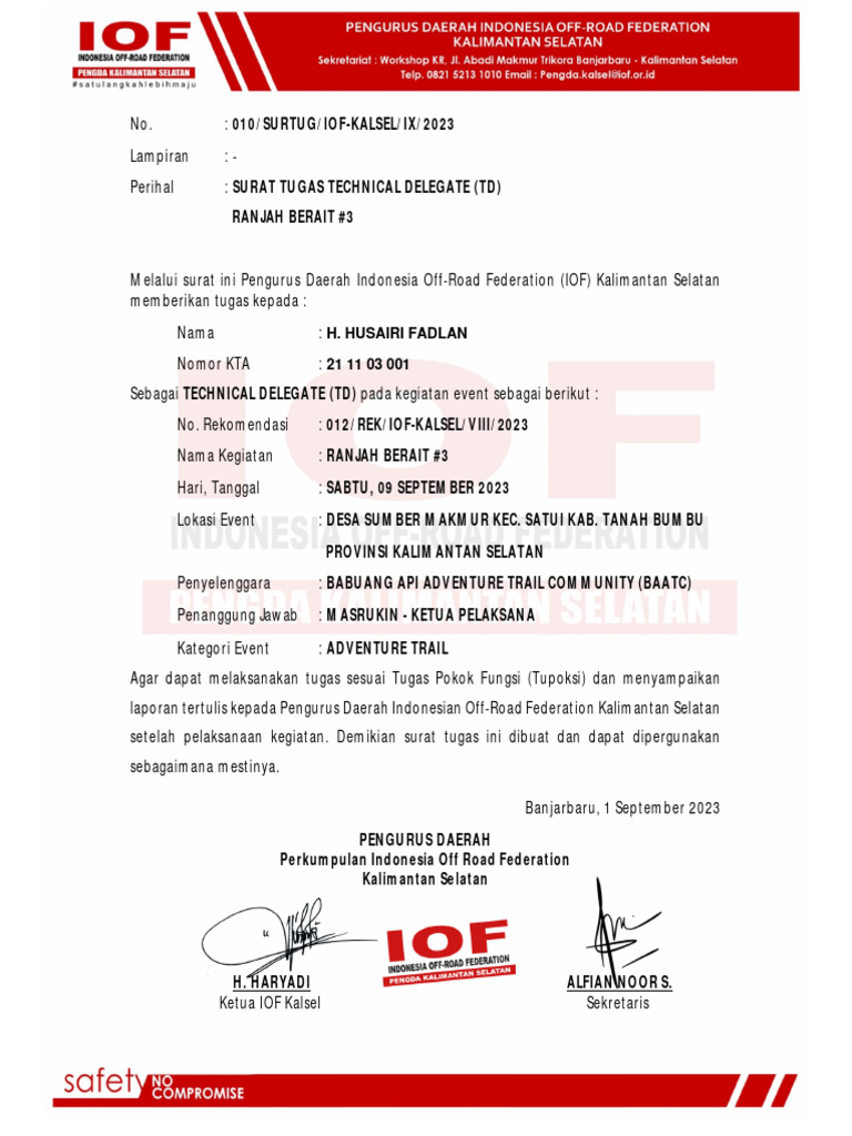 Surat Tugas 010 TD Baatc | PDF