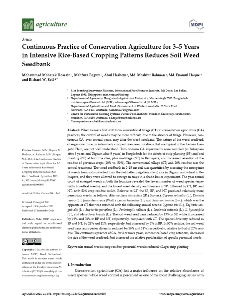 Continuous Practice of Conservation Agri | PDF | Tillage | Agriculture