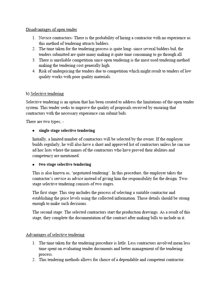 Disadvantages of Open Tender | PDF | Procurement | Perfect Competition