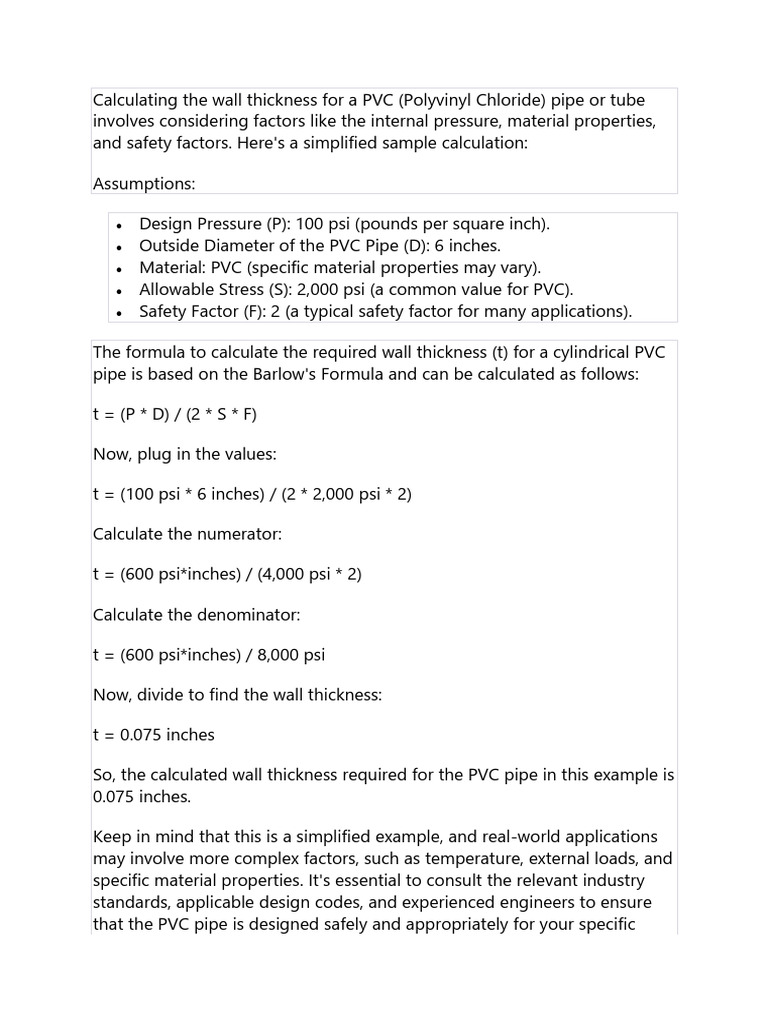 PVC Wall Thickness | PDF
