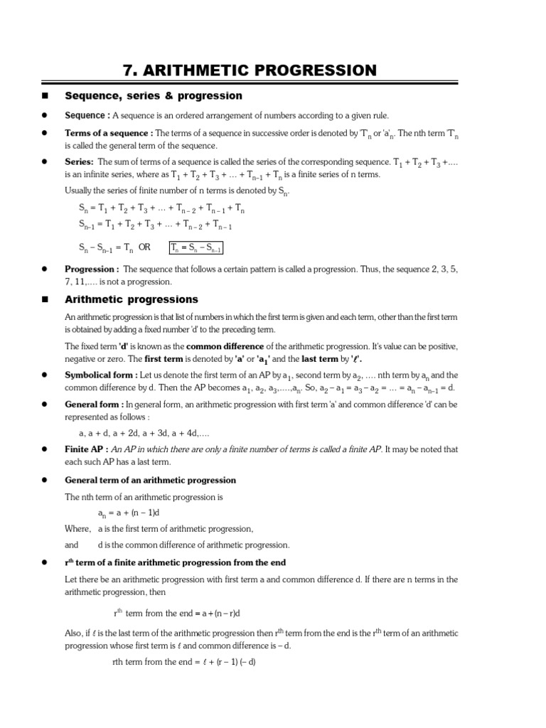 Arithmetic Progression | PDF | Sequence | Numbers