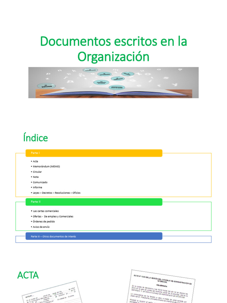 Documentos Escritos en La Organización Parte I | PDF | Verbo | Lingüística
