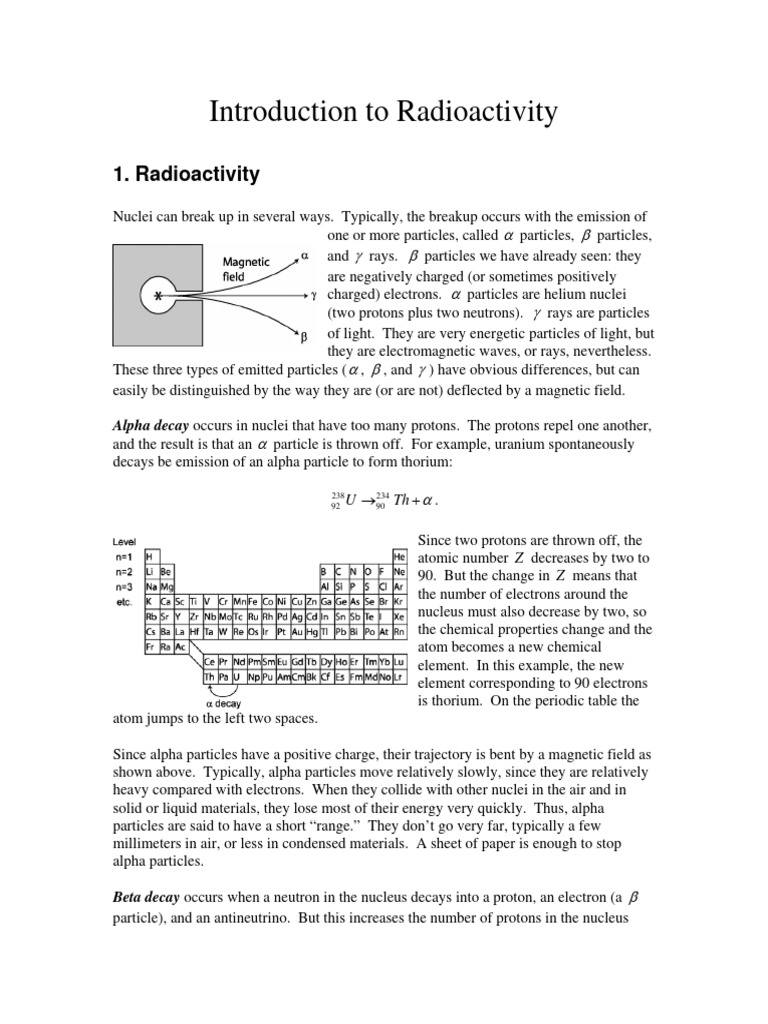 Introduction To Radioactivity | PDF | Radioactive Decay | Gamma Ray