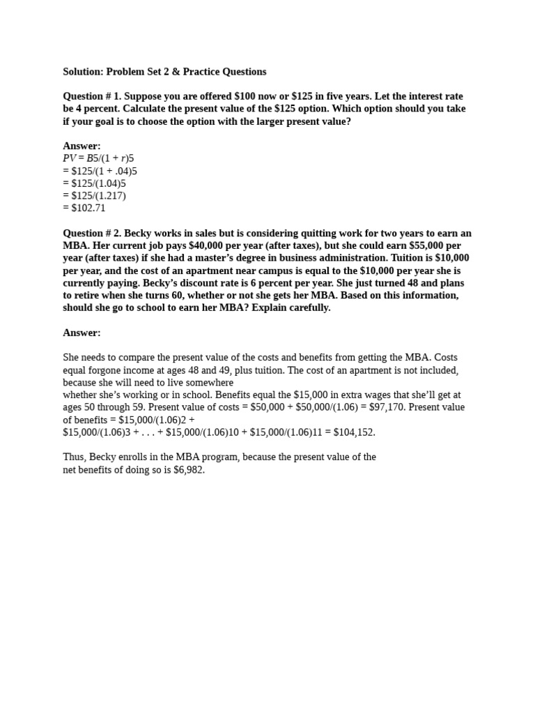 Solutions Problem Set and Practice Questions | Download Free PDF ...