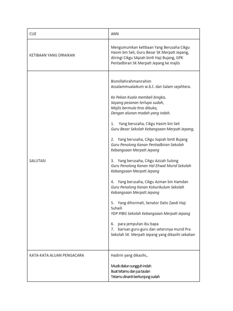 Teks Majlis Persaraan | PDF