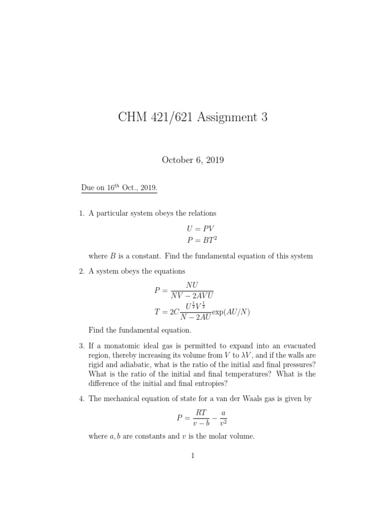Assignment 3 | PDF | Gases | Temperature
