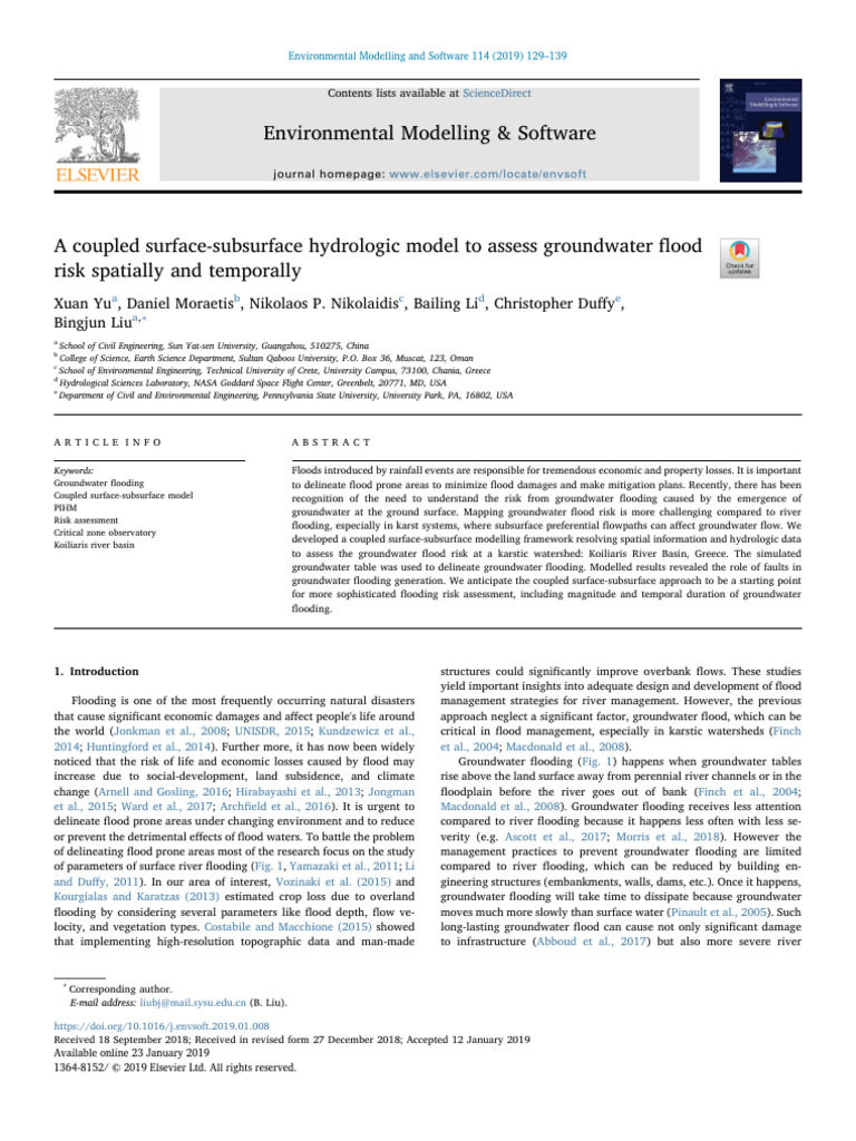 A Coupled Surface Subsurface Hydrologic Model To Assess Groundwater