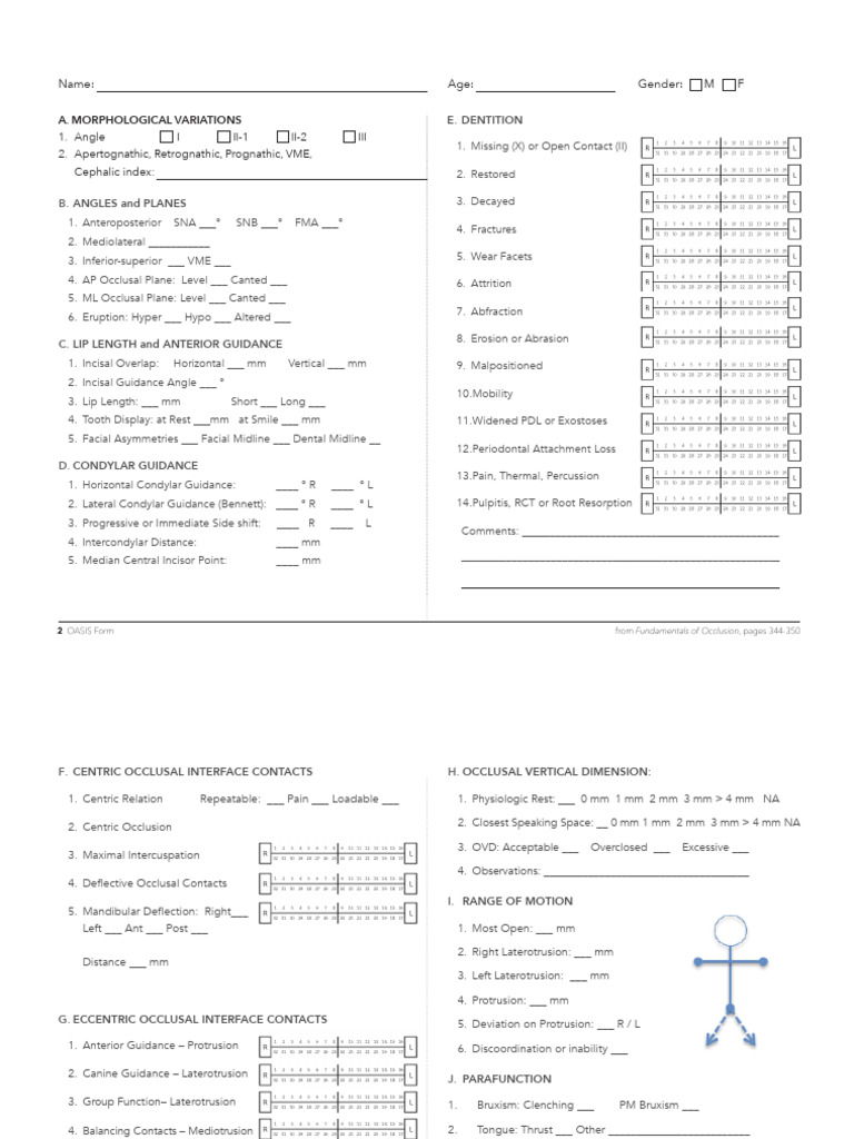 Oasis Form | PDF | Musculoskeletal System | Diseases And Disorders