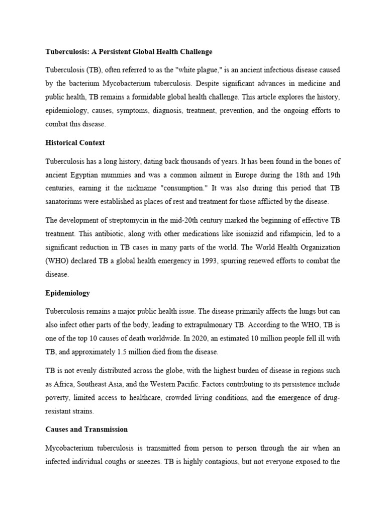 Tuberculosis | PDF | Tuberculosis | Infection