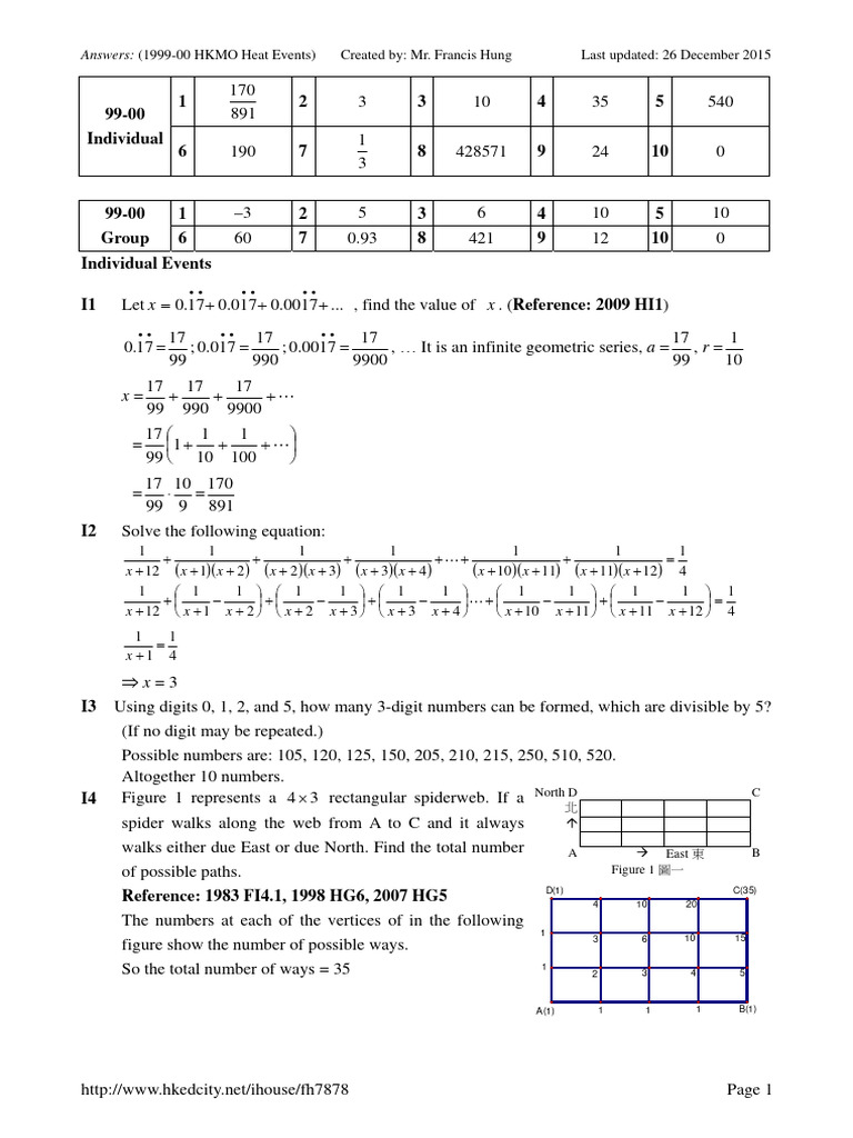 2000 Heat Ans | PDF | Elementary Mathematics | Mathematical Objects