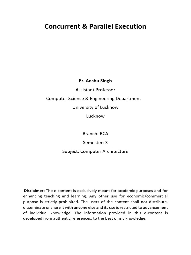 Concurrent & Parallel Execution | PDF | Parallel Computing | Concurrent Computing