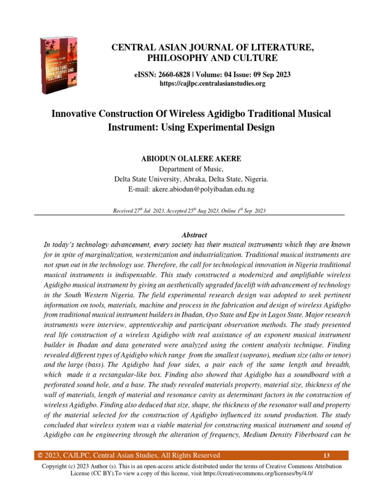 Innovative Construction of Wireless Agidigbo Traditional Musical ...