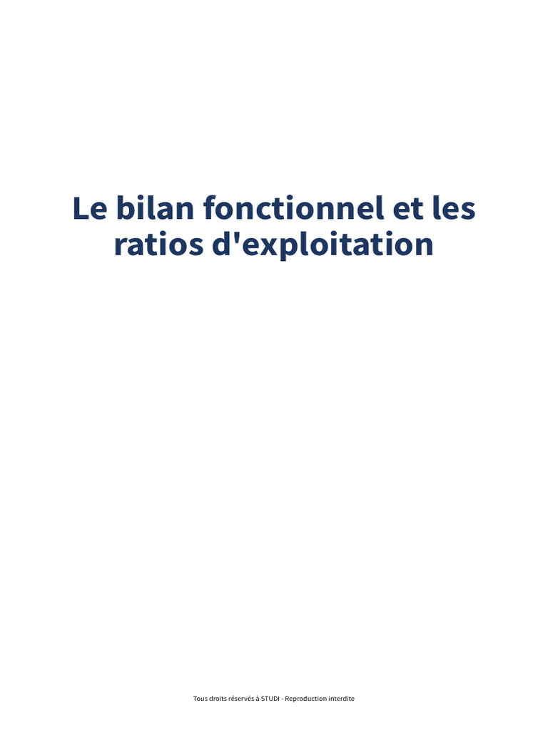 Ratios et Trésorerie du Bilan Fonctionnel | PDF | Bilan comptable ...