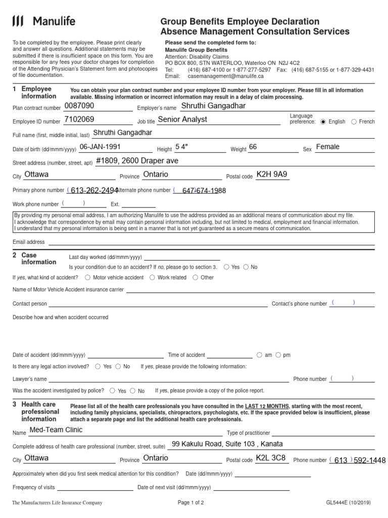 TD AMCS Disability Form Package en 1 | PDF | Employment | Health Care
