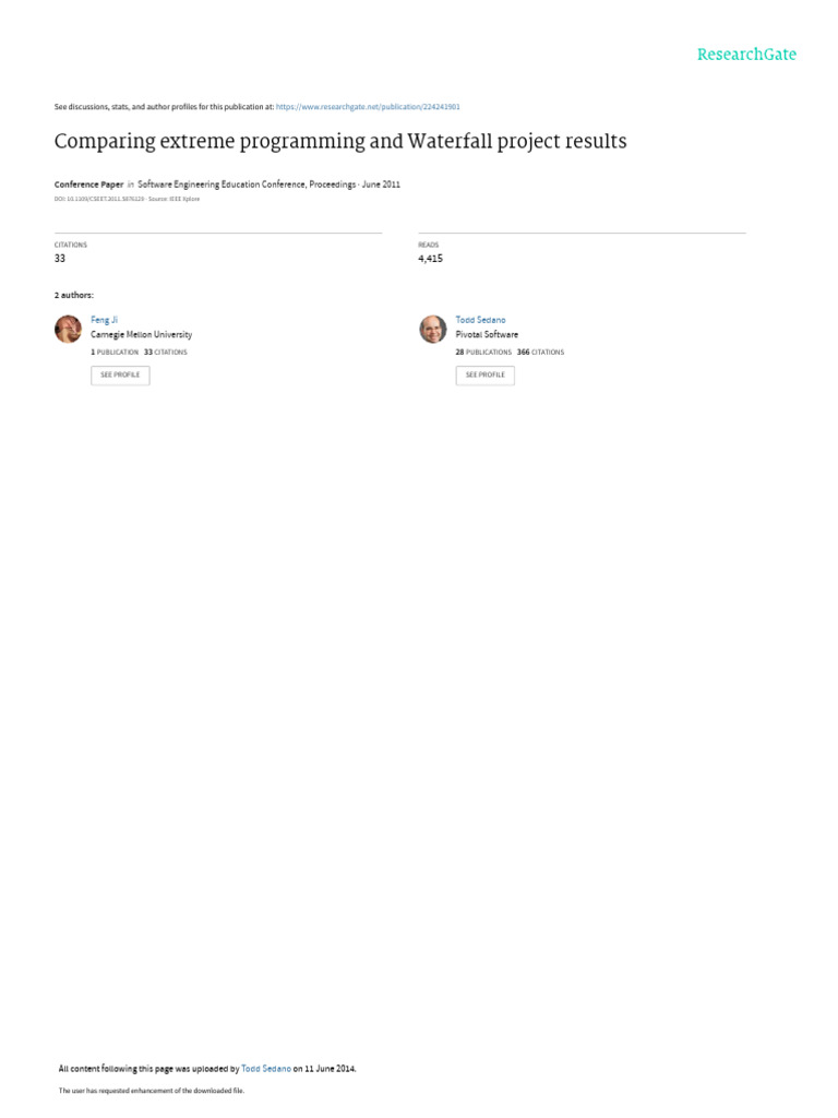 Comparing Extreme Programming and Waterfall Projec | PDF | Software ...