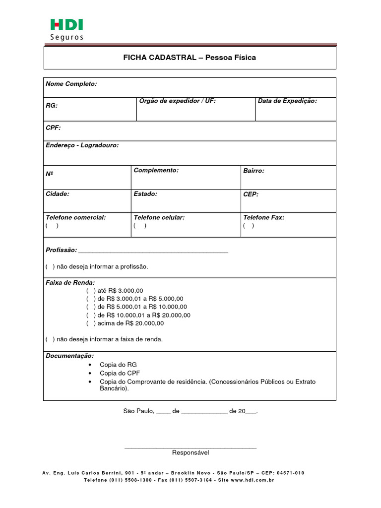 Ficha Cadastral