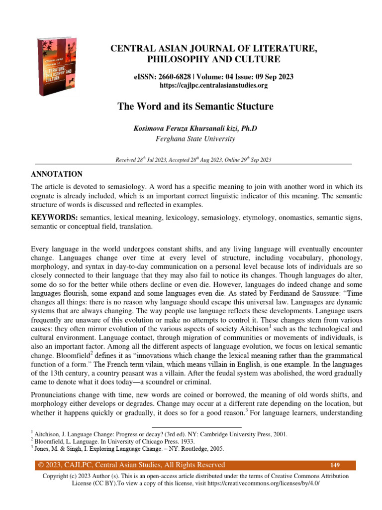 The Word and Its Semantic Stucture | PDF | Word | Linguistics