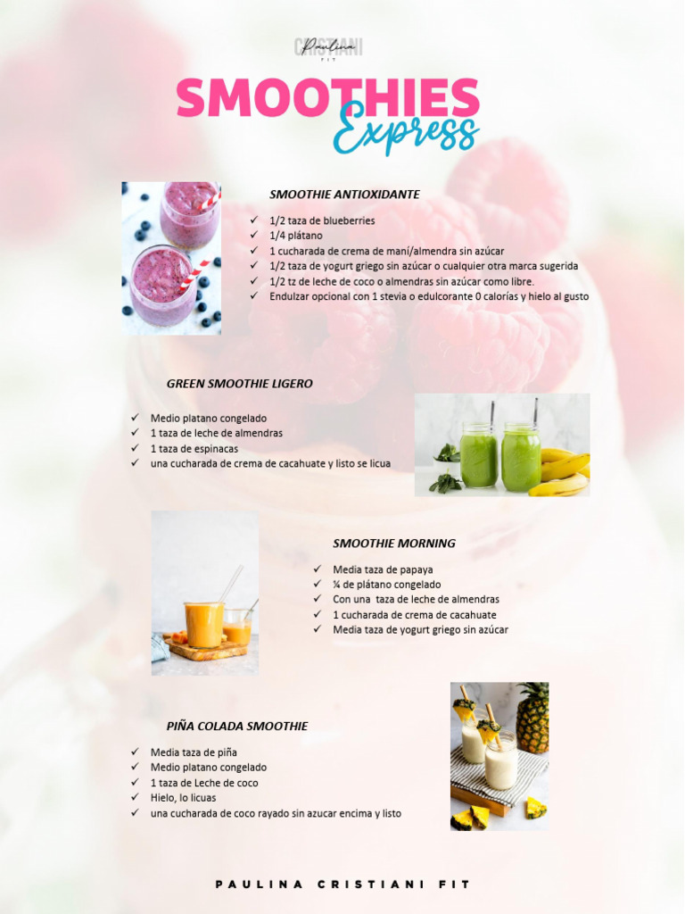 Recetas de Smoothies Saludables y Fáciles | PDF | Mantequilla de maní ...