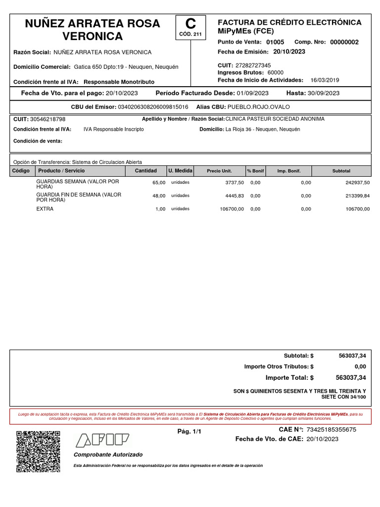 Nuñez Arratea Rosa Veronica: Factura de Crédito Electrónica Mipymes (Fce) | PDF | Economias ...