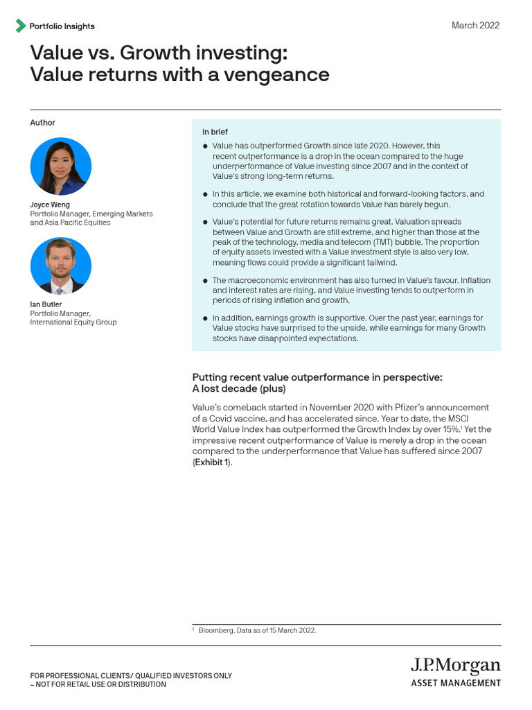JPM53624 Pi Value Vs Growth Investing | PDF | Inflation | Valuation (Finance)