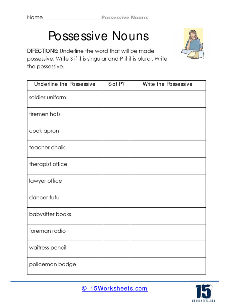 Possessive Nouns: DIRECTIONS: Underline The Word That Will Be Made | PDF