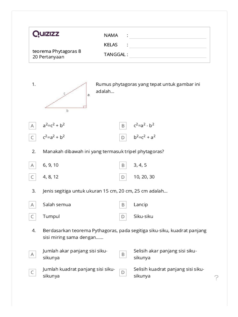 Teorema Phytagoras 8 | PDF