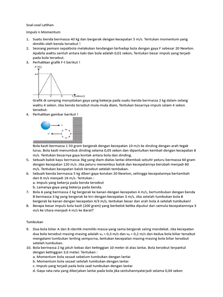 Soal-Soal Latihan Impuls & Momentum | PDF | Ilmu Sosial | Metode & Bahan Ajar