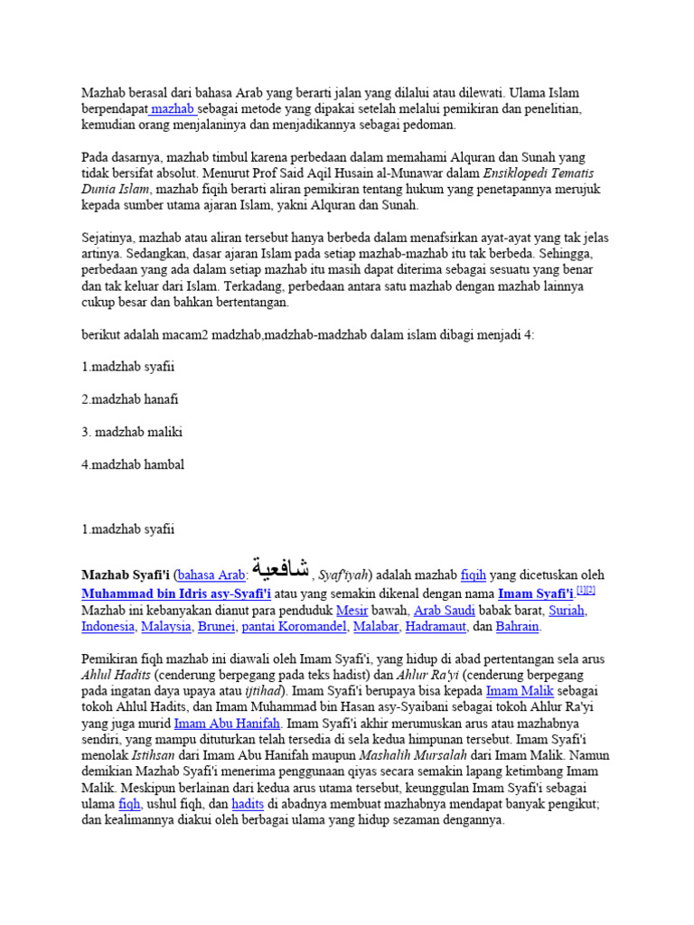 4 Mazhab Dalam Islam | PDF